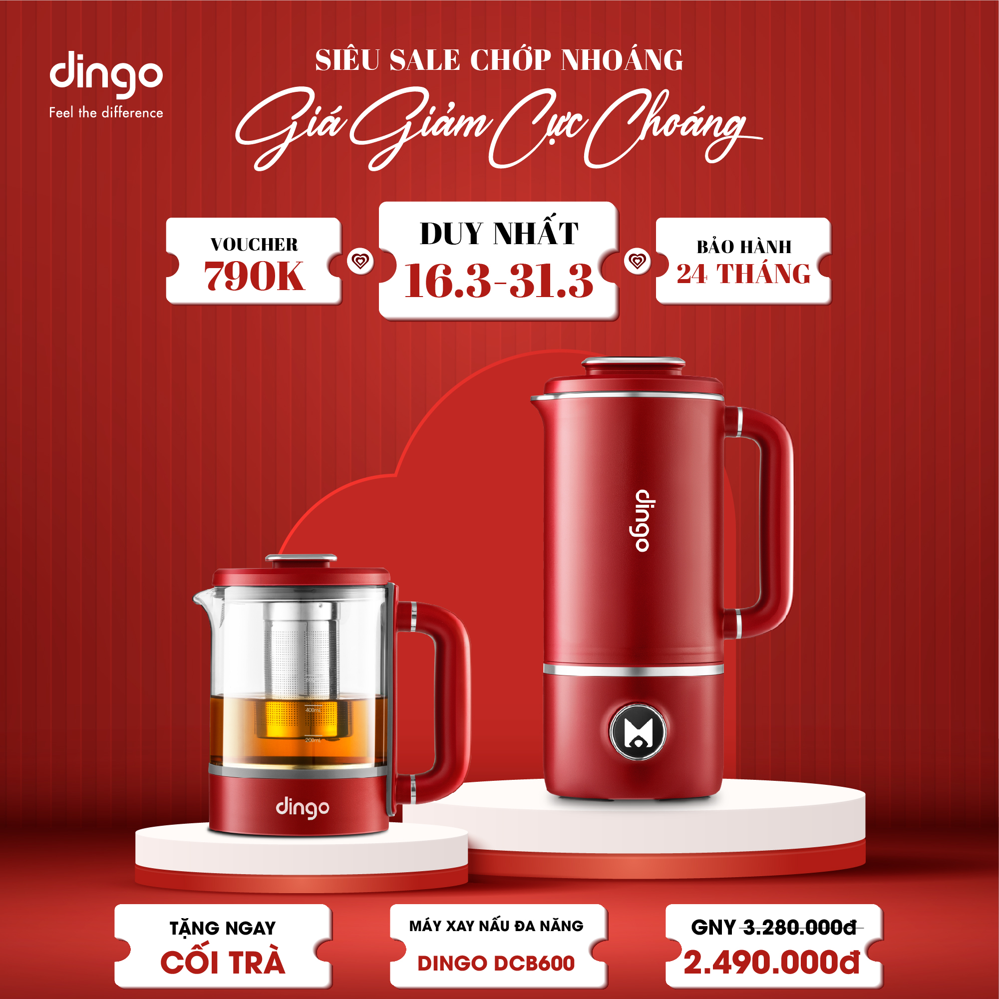 Máy Xay Nấu Đa Năng Mini DINGO DCB600 - Hai Cối Linh Hoạt Nấu Sữa, Pha ...